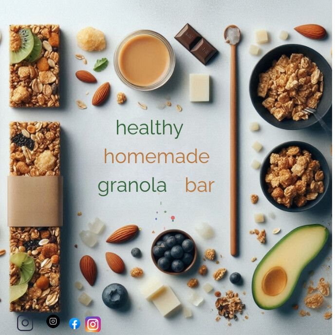 Copy of Grey Healthy Homemade Granola Bars Album Cover | PosterMyWall