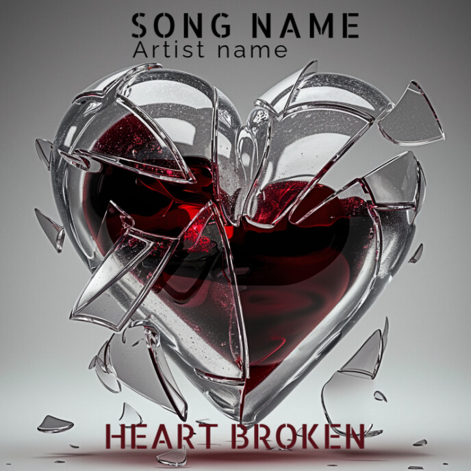 Grey Heart Broken Album Cover Template | PosterMyWall