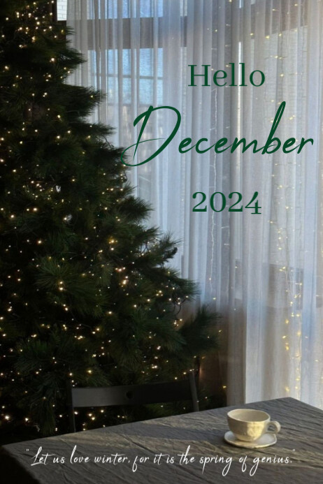 Grey Hello December 2024 Poster Template | PosterMyWall