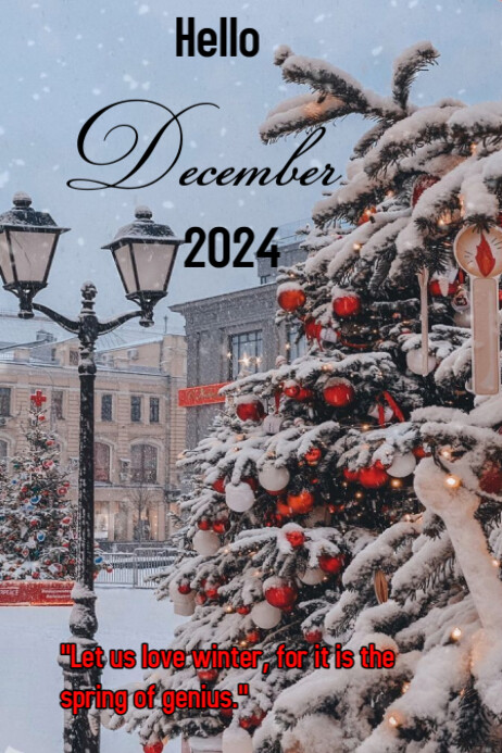 Grey Hello December 2024 Poster Template | PosterMyWall
