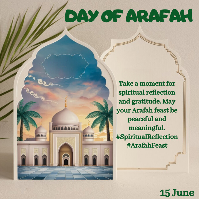 Grey Illustrative 15 June Day Of Arafah Insta Template | PosterMyWall