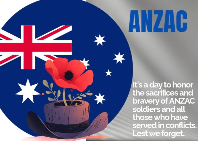 Copy of Grey Illustrative Anzac Remember Day Postcard | PosterMyWall