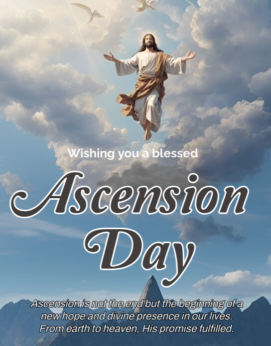 Grey Illustrative Ascension Day Poster/wallboard Template | PosterMyWall