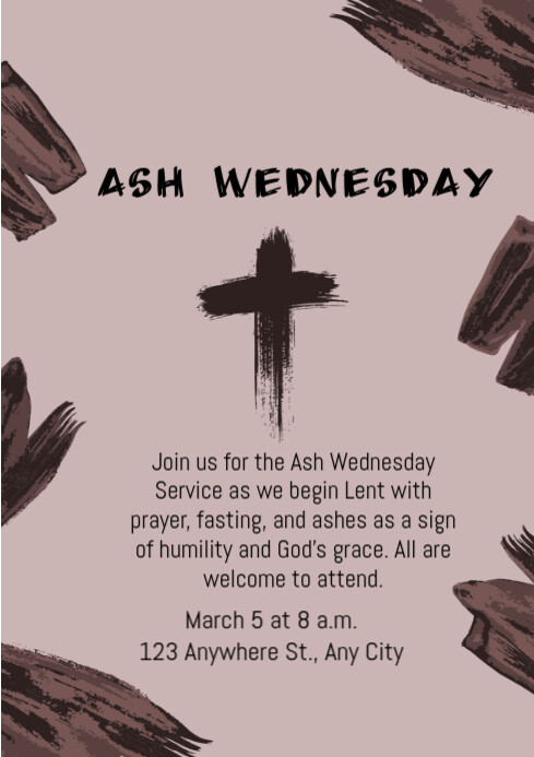 Grey Illustrative Black Brown Creative Ash Wednesday Poster A2 Template ...