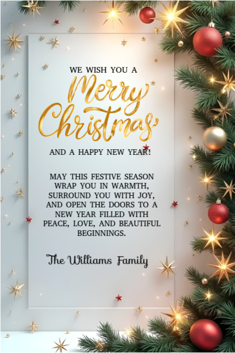 Grey Illustrative Christmas Greetings Poster Template | PosterMyWall