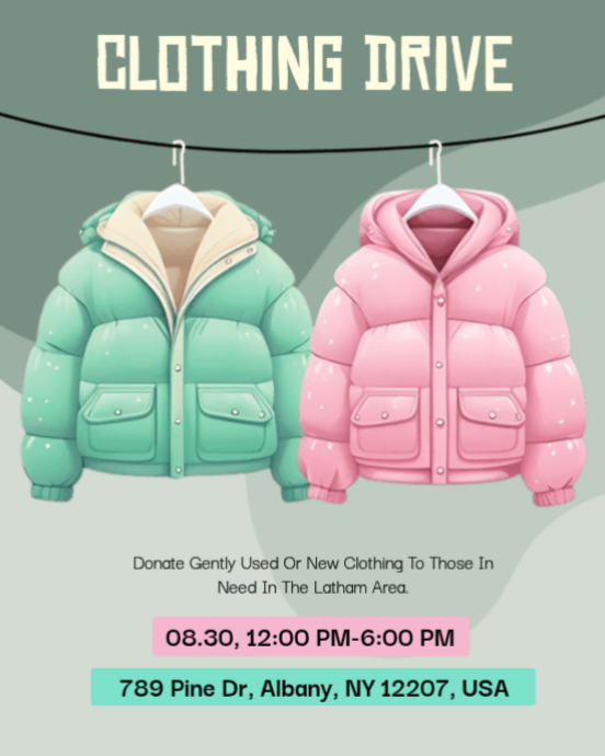 Grey Illustrative Community Winter Clothing Drive Donation Flyer ...