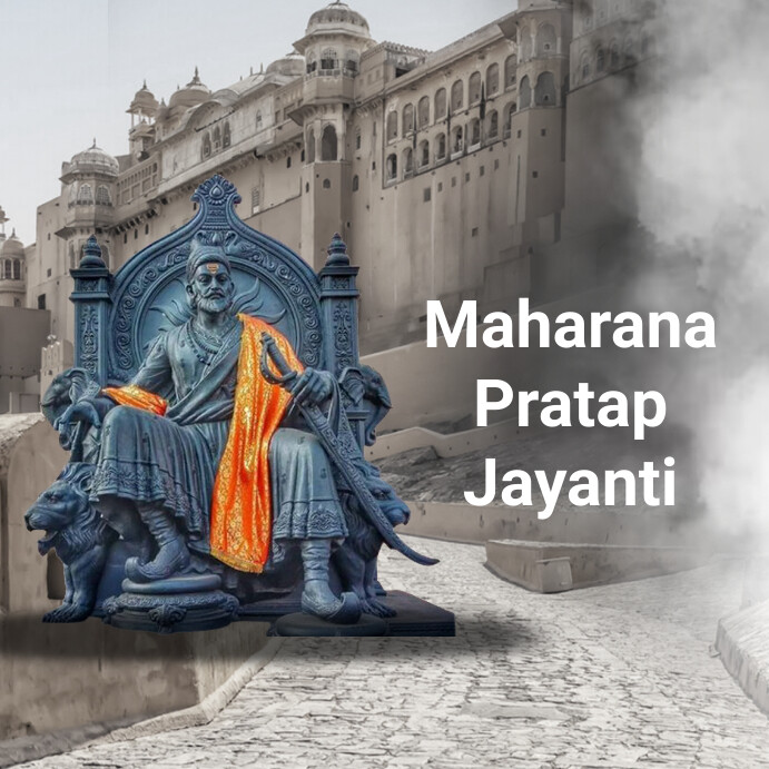 Grey Illustrative Maharana Pratap Jayanti Ins Template | PosterMyWall