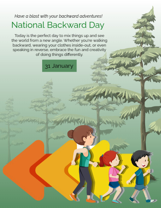Grey Illustrative National Backward Day Flyer (us Letter) Templat ...