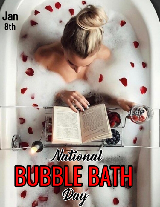 Grey Illustrative National Bubble Bath Day Flyer (us Letter) Template ...