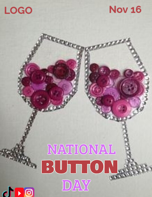 Grey Illustrative National Button Day Template Design Flyer (us Letter ...