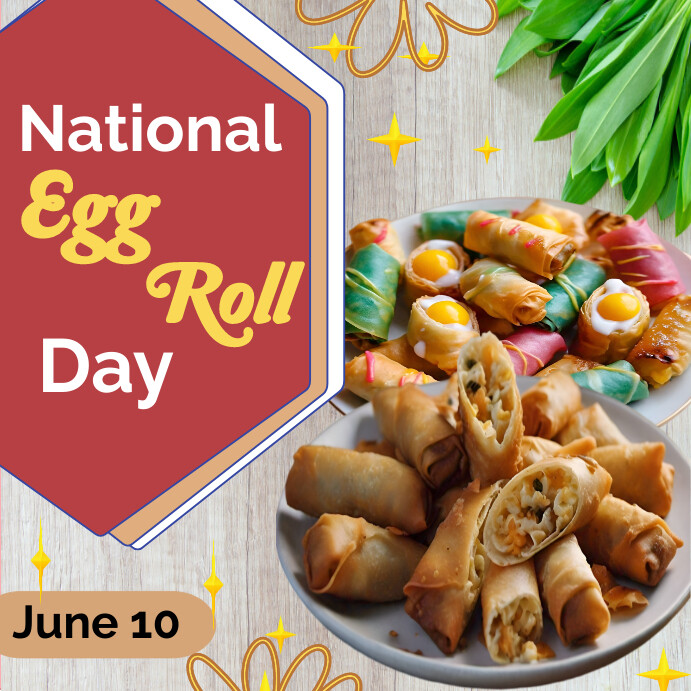 Grey Illustrative National Egg Roll Instagram Template | PosterMyWall