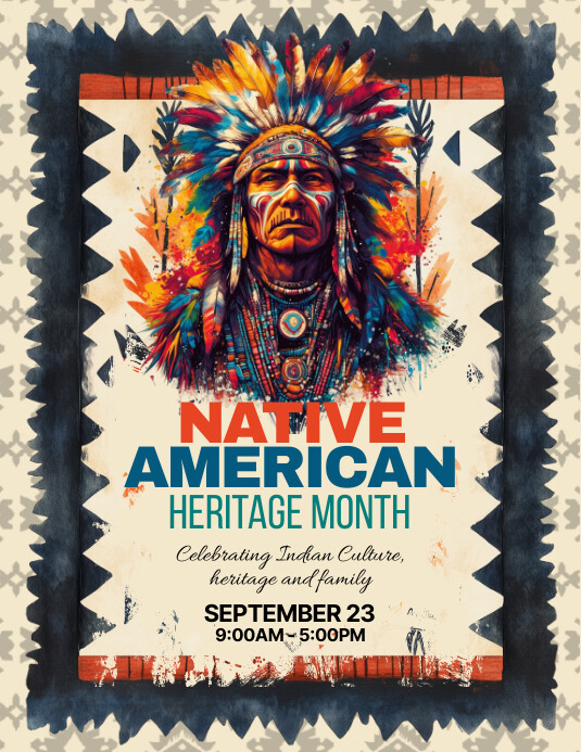 Copy of Grey Illustrative Native American Day Flyer ( | PosterMyWall
