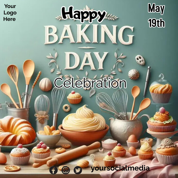 Copy of Grey Illustrative World Baking Day Instagram | PosterMyWall
