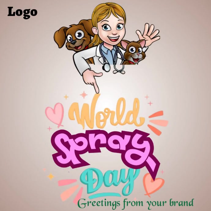 Grey Illustrative World Spray Day Greetings Video Instagram Post ...