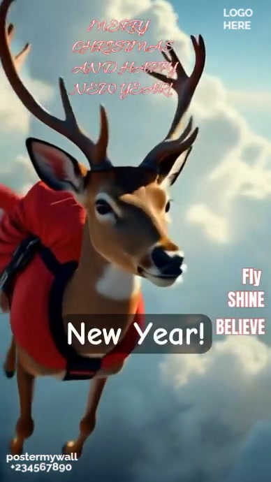 Grey Joyful "reindeer Dreams: Soar Into Christmas" Digital Display (9: ...