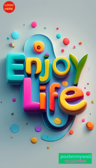 Grey Joyful “enjoy Life – Colorful Inspirational Wall Poster” Business ...