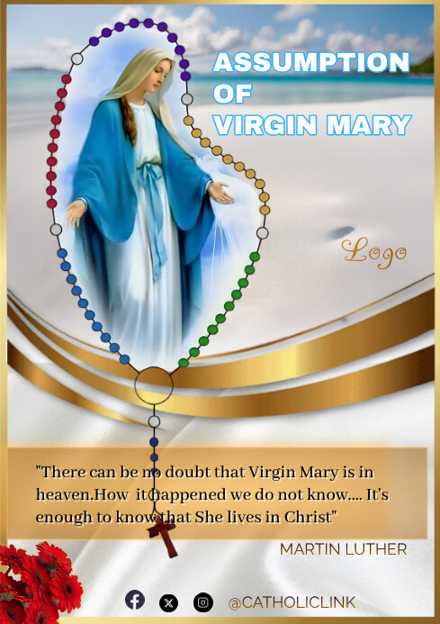 Grey Joyful Assumption Of Blessed Virgin Mary Template | PosterMyWall