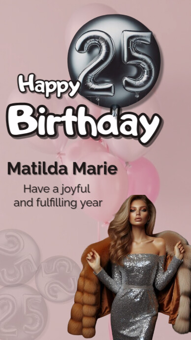 Grey Joyful Birthday Card Digital Display (9:16) Template | PosterMyWall