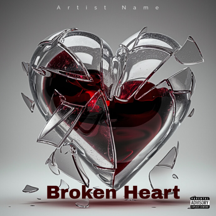Grey Joyful Broken Heart Album Cover Template | PosterMyWall