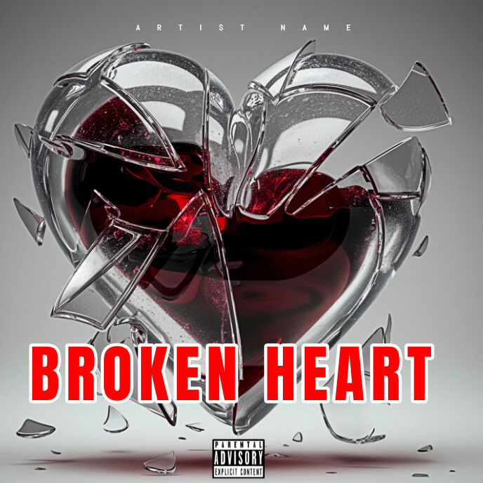 Grey Joyful Broken Heart Album Cover Template | PosterMyWall