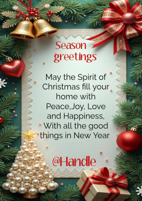 Grey Joyful Christmas & New Year Season Greetings Card – Peace, Joy ...