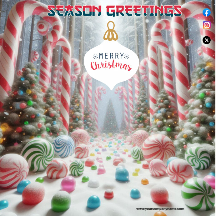 Grey Joyful Christmas Candy Forest Instagram Post Templat | PosterMyWall