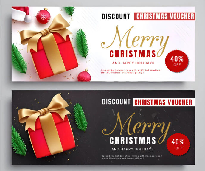 Grey Joyful Christmas Gift Card Large Rectangle Template | PosterMyWall