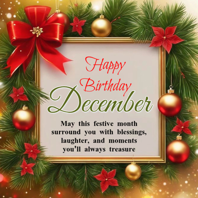 Grey Joyful December Birthday Card Logo Template | PosterMyWall