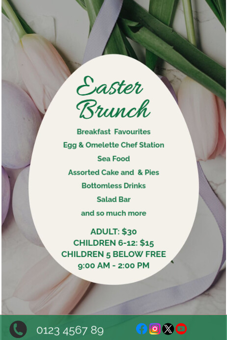 Grey Joyful Easter Brunch Poster Template | PosterMyWall