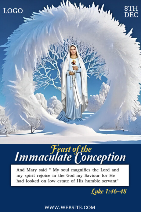 Grey Joyful Feast Of The Immaculate Conception Day Poster Template ...
