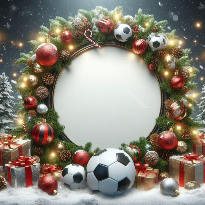 Grey Joyful Festive Football Holiday Frame Instagram Post Template ...