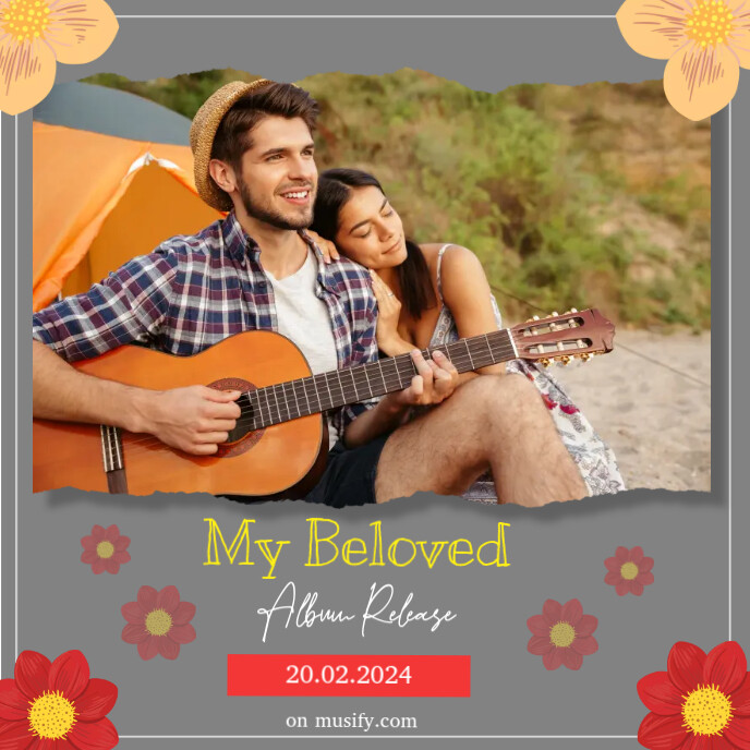 Grey Joyful floral Album Cover Template | PosterMyWall