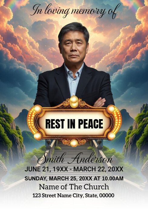 Copy of Grey Joyful Funeral Announcement A4 | PosterMyWall