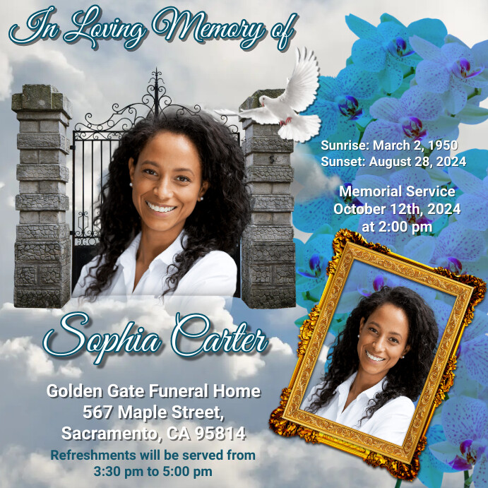 Grey Joyful Funeral Flye Instagram Post Template | PosterMyWall