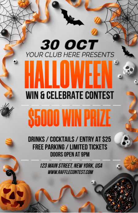 Grey Joyful Halloween Contest Event Tabloid Template | PosterMyWall