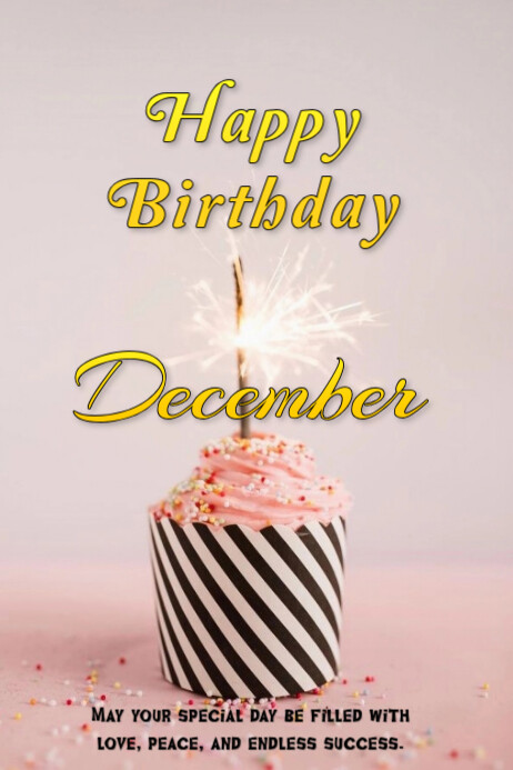 Grey Joyful Happy Birthday December Poster Template | PosterMyWall