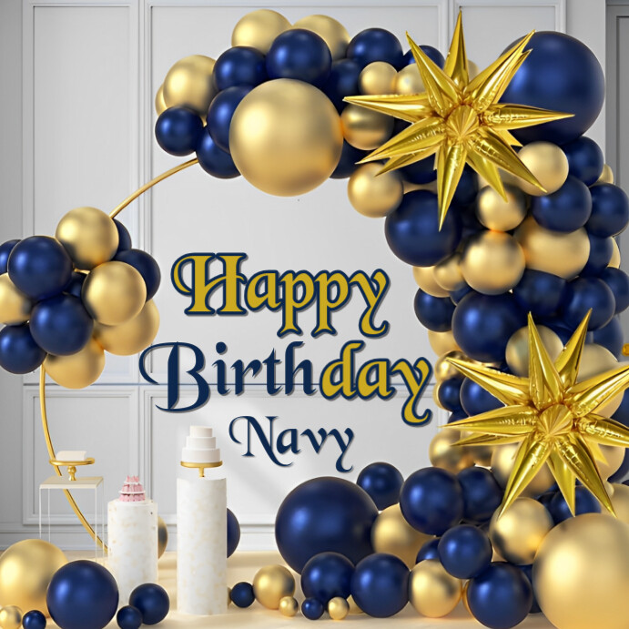 Copy of Grey Joyful Happy Birthday Navy Instagram Post | PosterMyWall