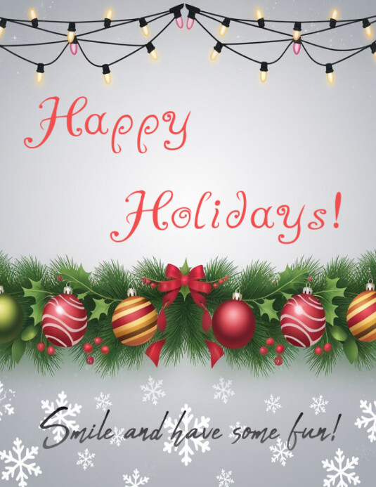 Grey Joyful Happy Holidays Flyer (us Letter) Template | PosterMyWall