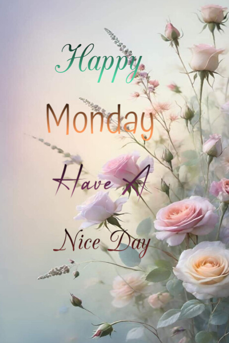 Grey Joyful Happy Monday Have A Nice Day Poster Template | PosterMyWall