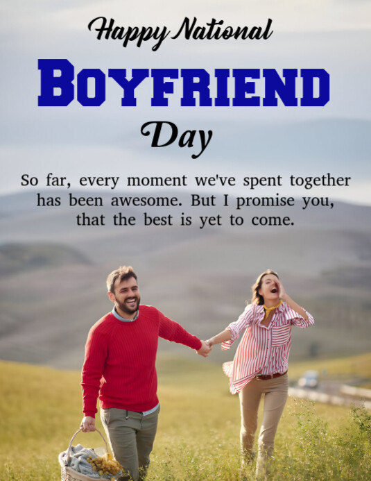 Grey Joyful Happy National Boyfriend Day Flyer (us Letter) Template ...