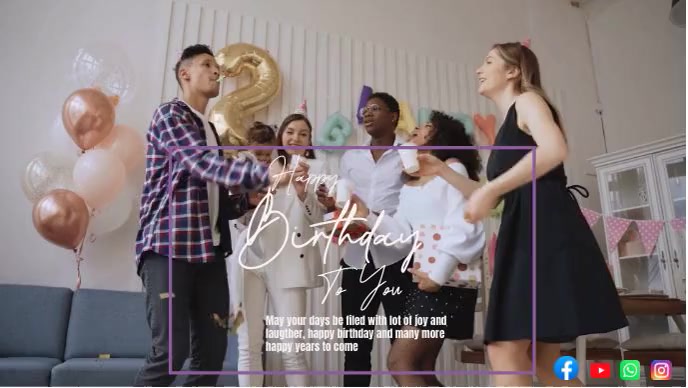 Grey Joyful Happybirthday Youtube Thumbnail Template | PosterMyWall