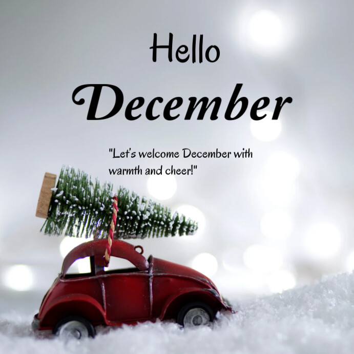 Grey Joyful Hello December Instagram Post Template | PosterMyWall