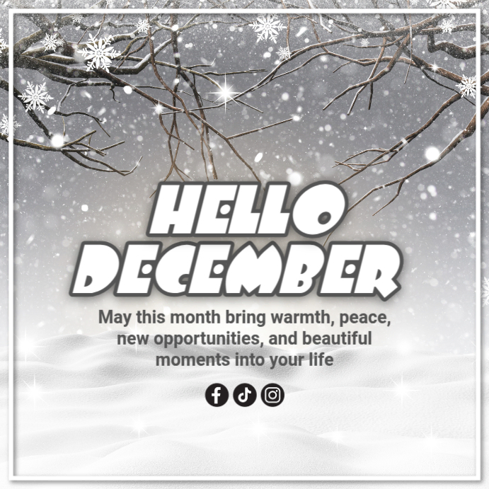 Plantilla de Grey Joyful Hello December Wishes Card Instagram Post ...