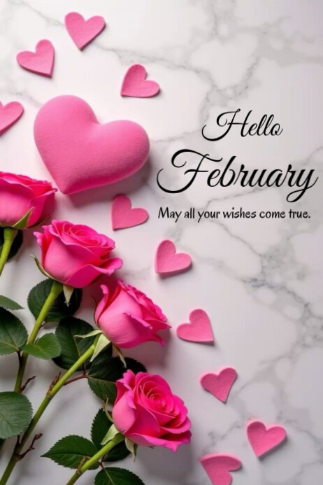 Grey Joyful Hello February Poster Template | PosterMyWall