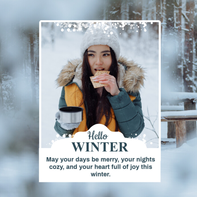 Grey Joyful Hello Winter Instagram Post Template | PosterMyWall