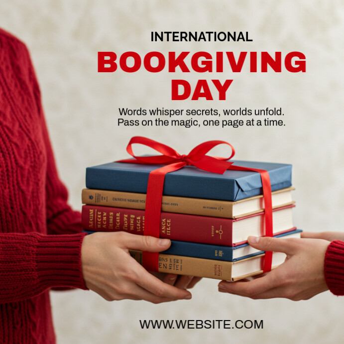 Grey Joyful International Book Giving Day Instagram Post Template ...