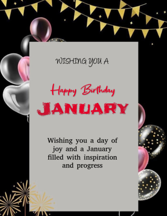 Copy of Grey Joyful January Birthday Flyer (us Letter) | PosterMyWall