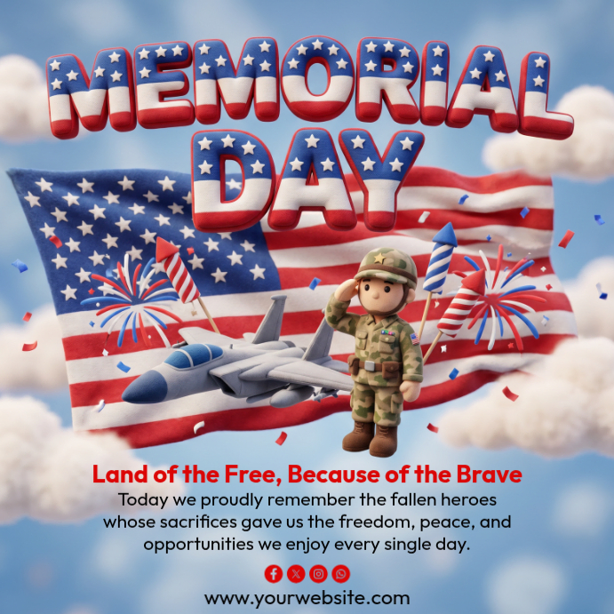 Grey Memorial Day Instagram Ad Template | PosterMyWall