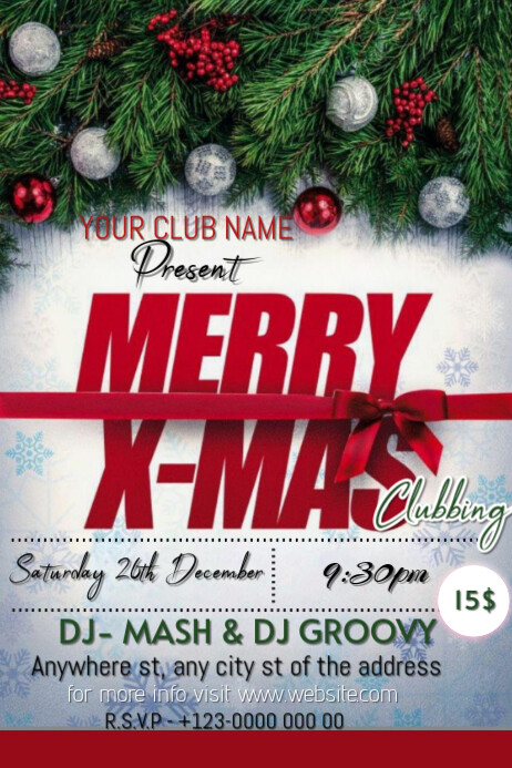 Grey Joyful Merry Christmas Dinner Poster Poster Template | PosterMyWall