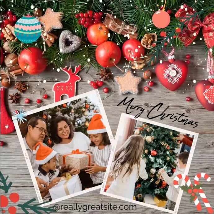 Grey Joyful Merry Christmas Instagram video Post Template | PosterMyWall